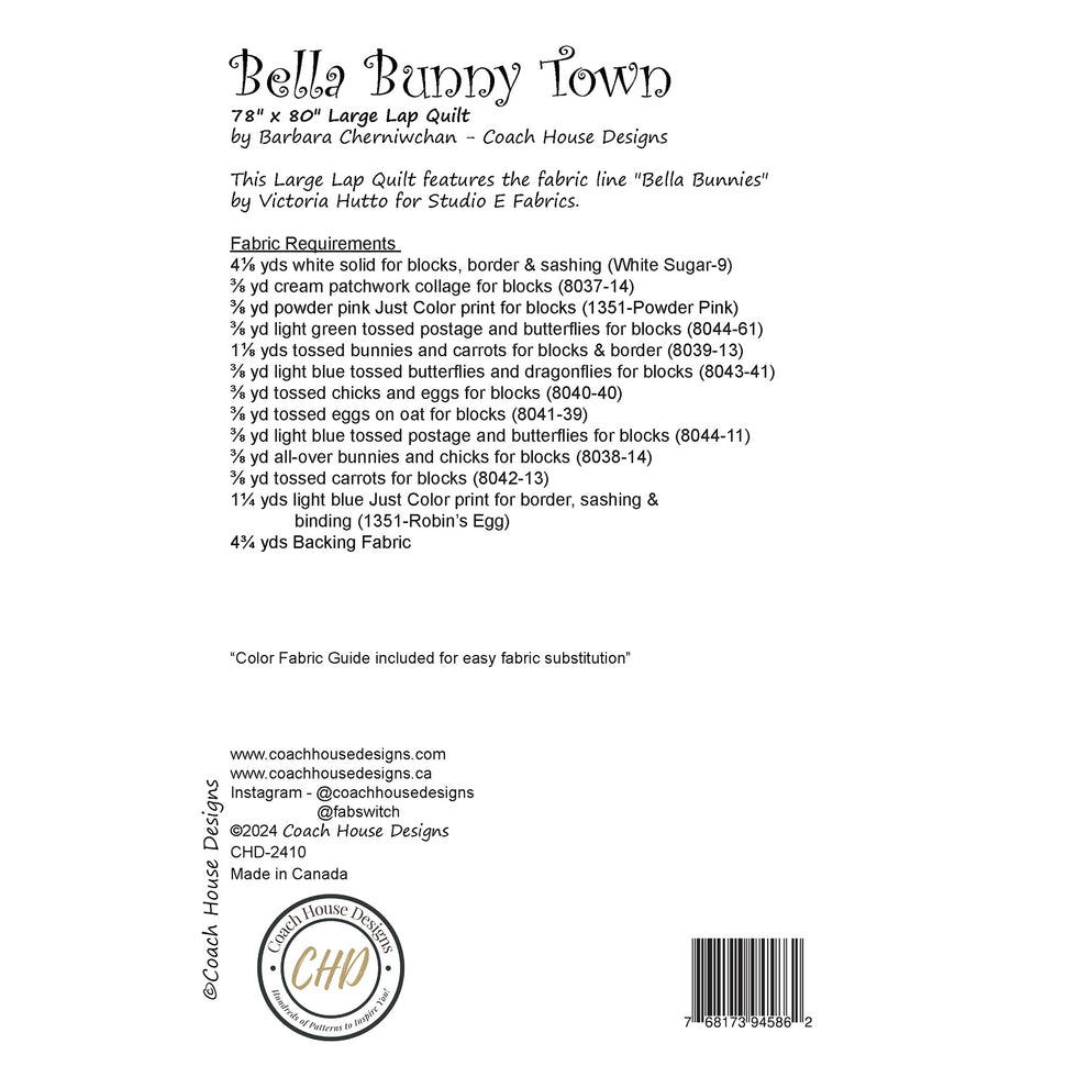 Bella Bunny Town Downloadable PDF Quilt Pattern – Coach House Designs US