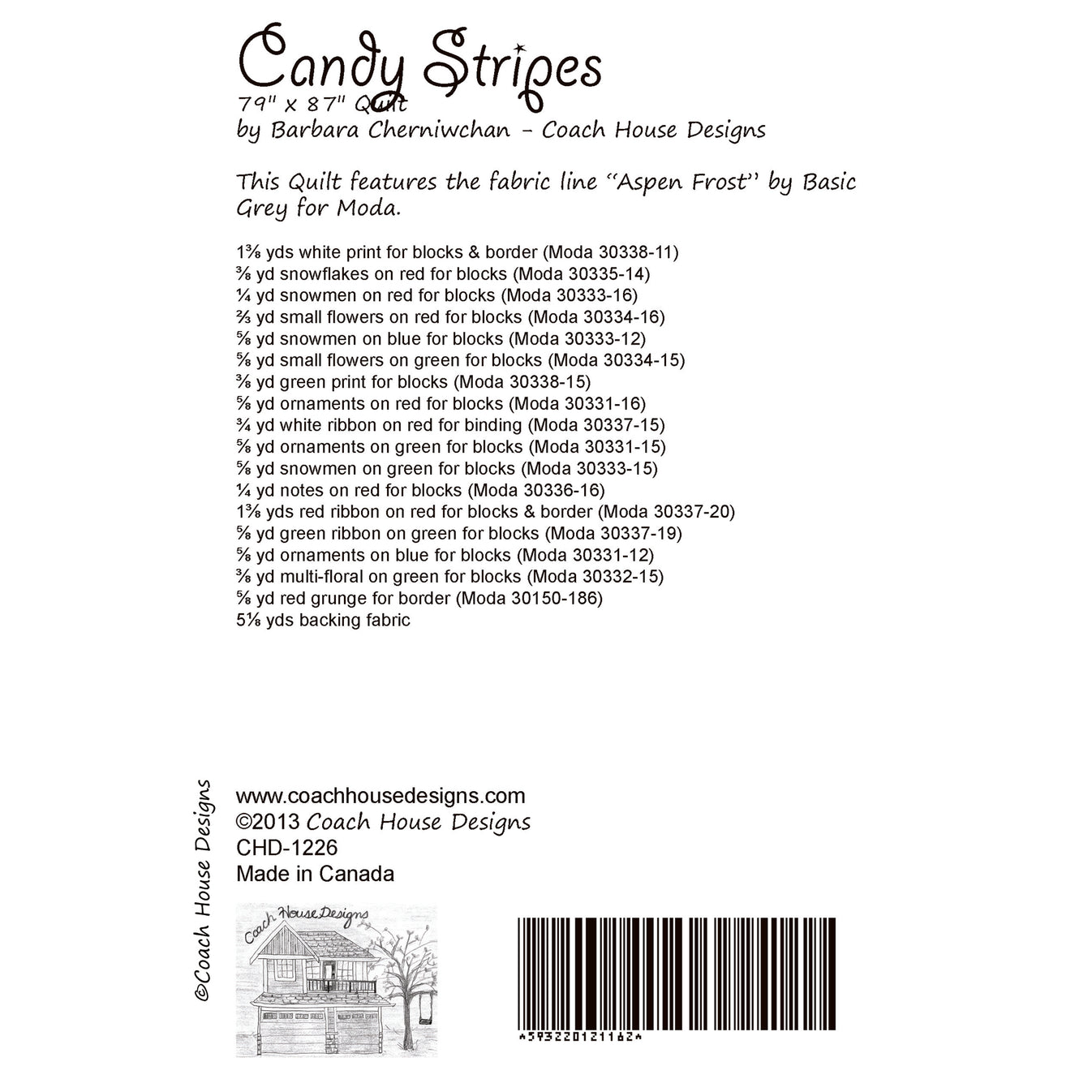 Candy Stripes Downloadable PDF Quilt Pattern – Coach House Designs US