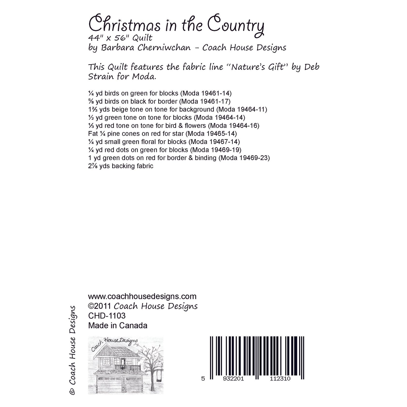 Christmas in the Country Downloadable PDF Quilt Pattern – Coach House ...