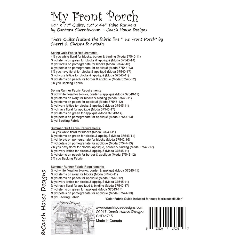 My Front Porch Downloadable PDF Quilt Pattern – Coach House Designs US