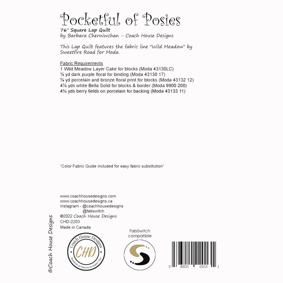 Pocketful of Posies Downloadable PDF Quilt Pattern – Coach House Designs US